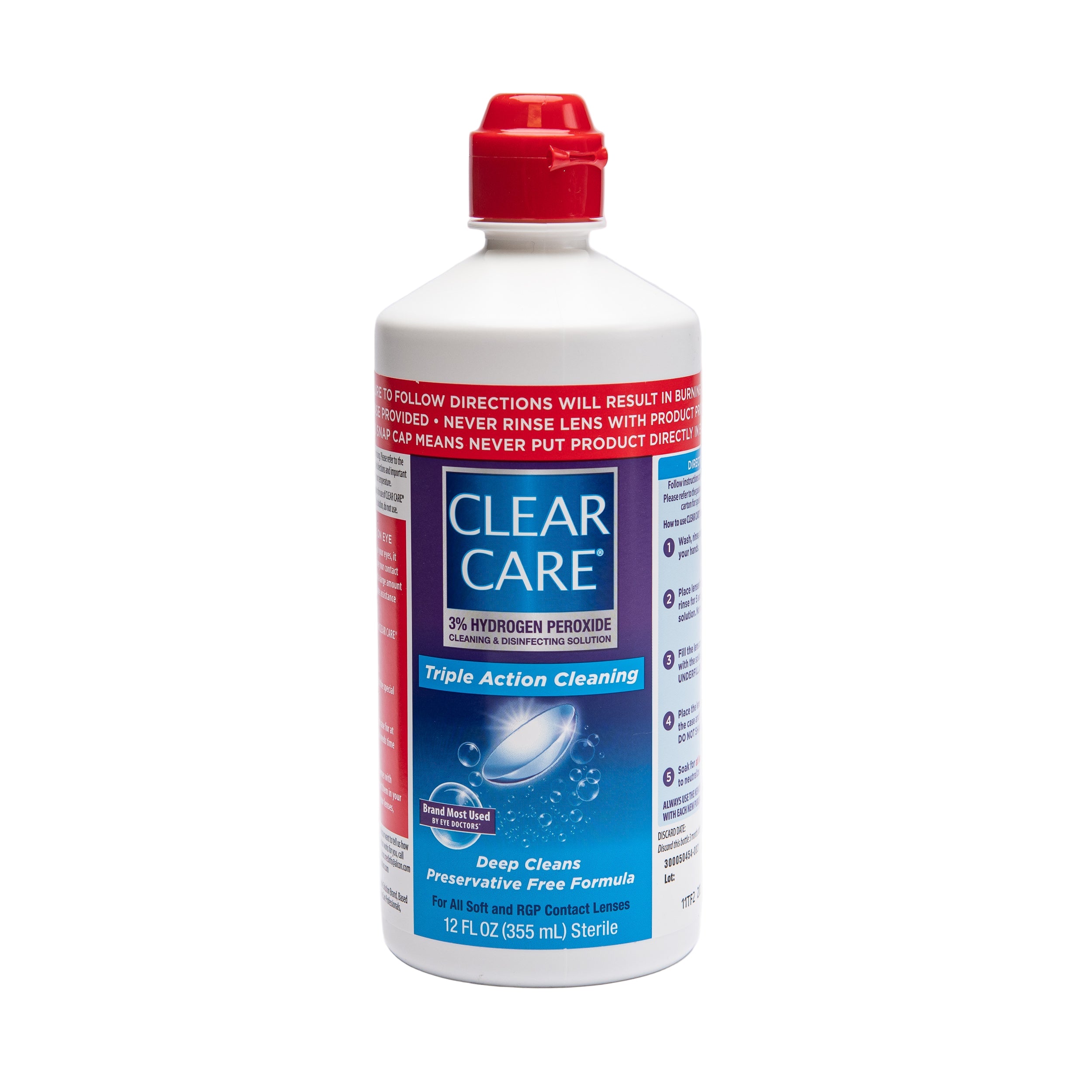 Clear Care 3% Hydrogen Peroxide Triple Action Cleaning Solution & Lens ...